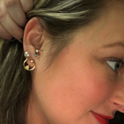 CBR Hoop Earring White Opal Stone Tragus Hoop Helix Conch - Etsy