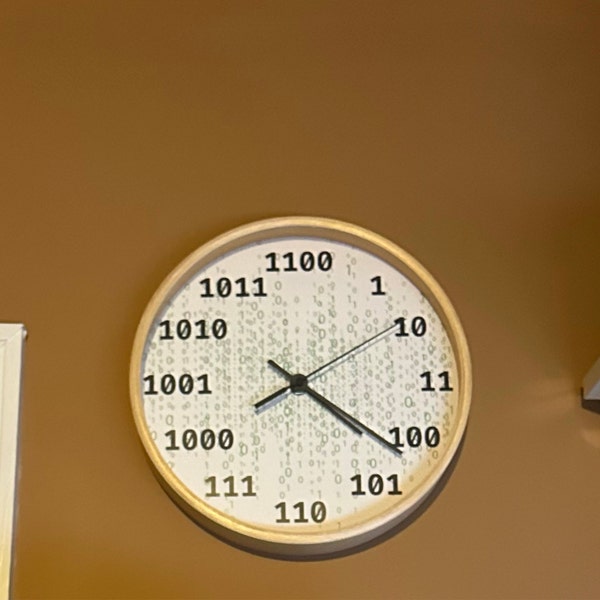 Binary Wall Clock, Binary Hour Numbers Watch - Cool Tech Design - Geeky Home Decor - Unique ...