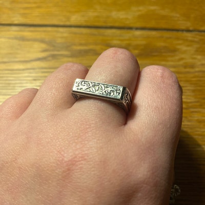 Knight Slayer's Ring Dark Antiqued Solid Sterling Silver Gothic Motif ...