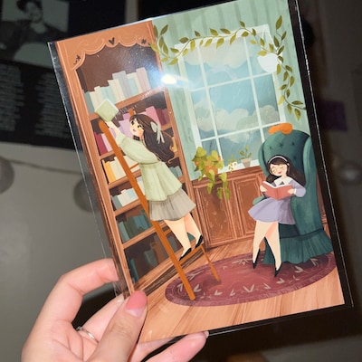 Rainy Day in the Library Illustration Art Print - Etsy