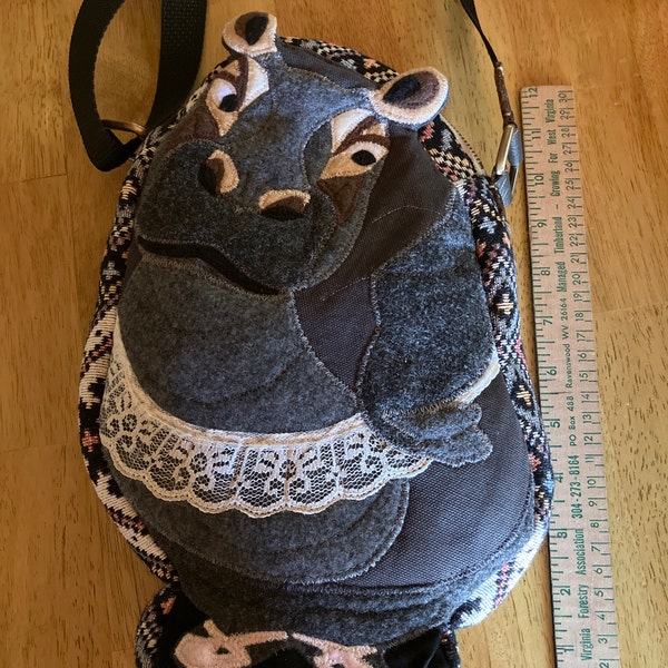 Ballet Hippo Bag, Felt Patchwork Hippol Bag, Hippopotamus Purse, Woodland Bag, Hippo Patchwork ...