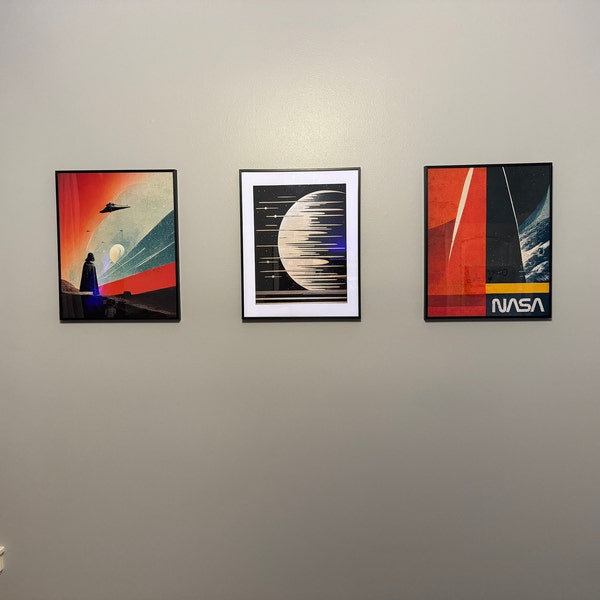 3 NASA Mid Century Modern Abstract Art Prints, NASA Wall Art, Space ...