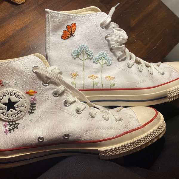 Embroidered Converse/converse High Tops Converse Monarch Butterfly ...