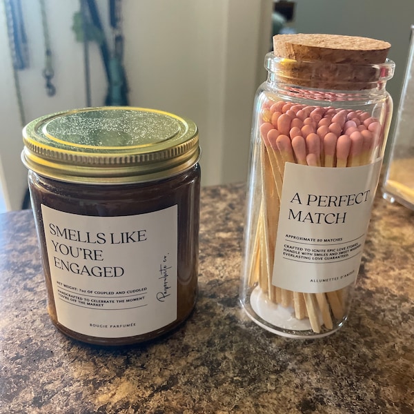Engagement Gift Set for Bride to Be, Personalized Engagement Candle and ...