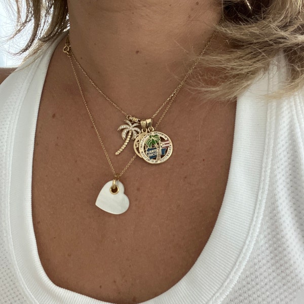 10K Solid Yellow Gold Puerto Rico Gold Charm Pendant With Souvenir ...