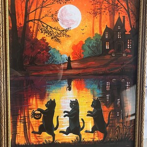 Witch's Story 4x6 Halloween Witch Black Cat Ryta Print of - Etsy