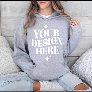 Gildan 18000 Sport Grey Sweatshirt Mockup G180 Grey Crewneck Mock-up ...