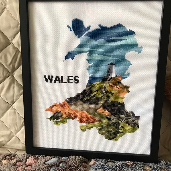 Wales Modern Cross Stitch Pattern, Great Britain, Country, Landscape ...