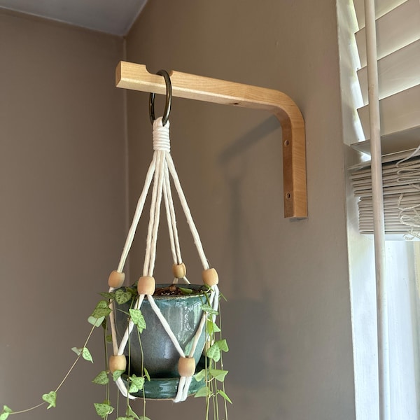 Wooden Plant Hanger Hook – Indoor Wall Mount | Birch, Walnut, White ...