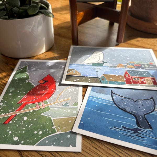 Bird Watercolor Card Set Mixed Bird Art Stationery Gift Bluebird Tufted ...