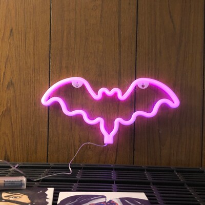 Flying Bat Pink Neon Lights Sign LED for Bedroom, Light Decoration, Bat ...