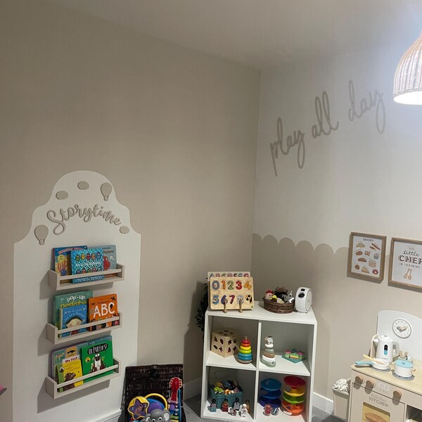 STORYTIME Wooden Sign, Air Balloon & Cloud Decor - Story Corner Sign ...