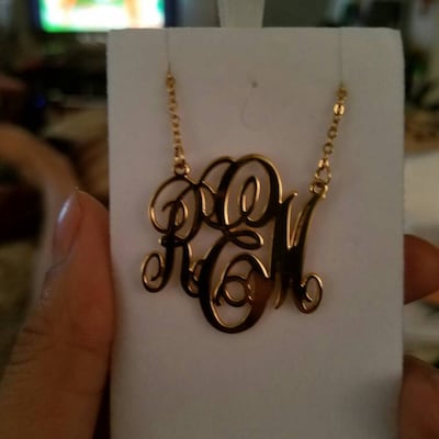 Gold Monogram Necklace Personalized Jewelry, Custom Name Necklace 18K ...