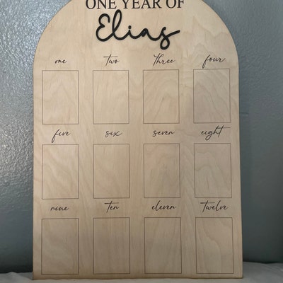 One Year of Birthday Photo Board Party Supplies Wood Photo Memory Board ...