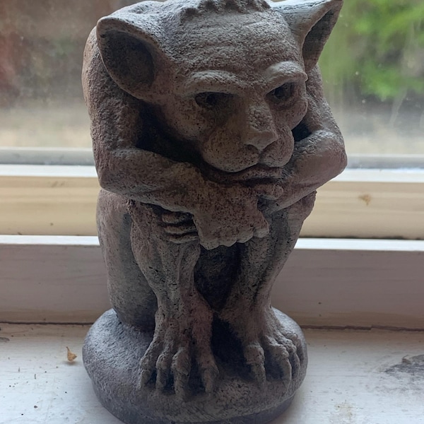 Irving Gargoyle Statue, Small Gothic Imp, New York, Handmade, Cast ...