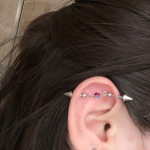 Industrial Piercing Jewelry Bars With Faceted Red Glass Cartilage Bars ...