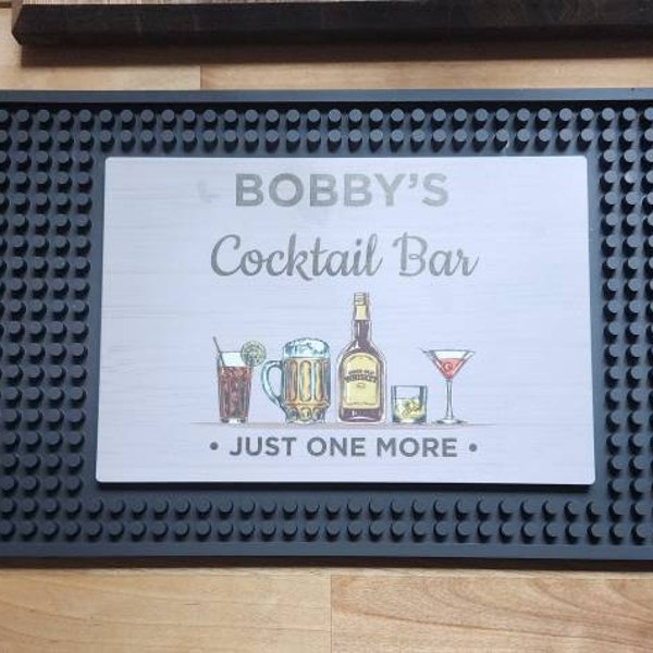 Personalized Cocktail Bar With Drinks Bar Mat, Customized Bar Mat, Home ...