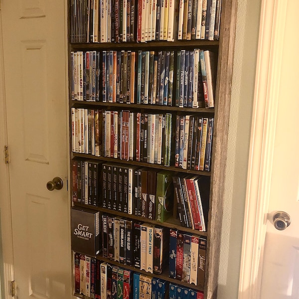 Movie DVD Storage Cabinet Wall Shelf Rack - Video Game Organizer Cubby ...
