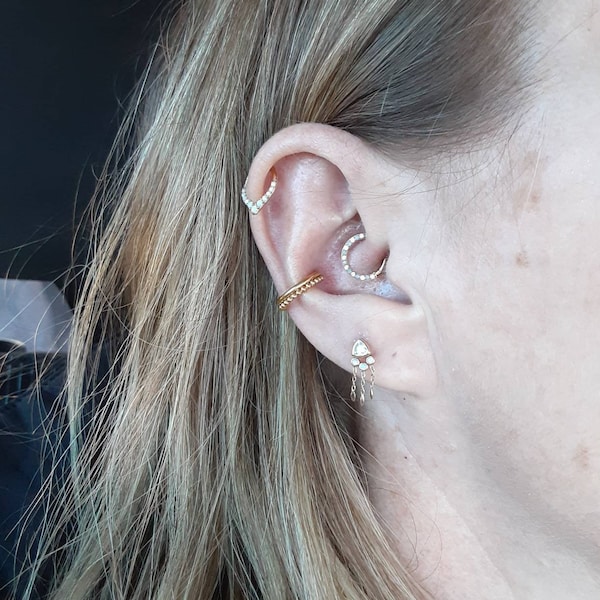 Double Hoop, G23 Titanium Conch Clicker Hoop, 10mm, 12mm Conch Hoop ...