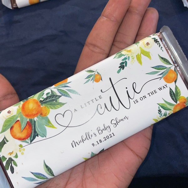 Editable Orange Citrus A Little Cutie Chocolate Bar Wrapper Baby Shower ...