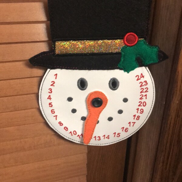 SNOWMAN COUNTDOWN Machine Embroidery in Hoop Design 5x7 6x10 7x12 8x12 ...