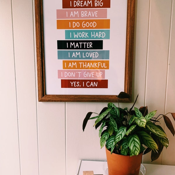 Kid Affirmations, Homeschool Art, Colorful Wall Art, Printable Nursery ...