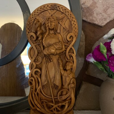 Frigga, God Viking, Wood Carved Frigg Statue, Friga, God Altar ...