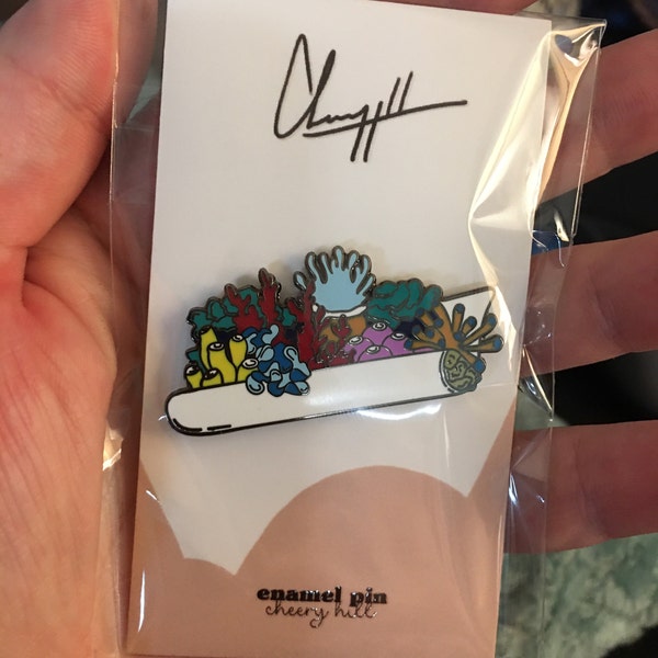 Reefer Enamel Pin, Coral Reef Hard Enamel Pin, Ocean Themed Lapel Pin ...