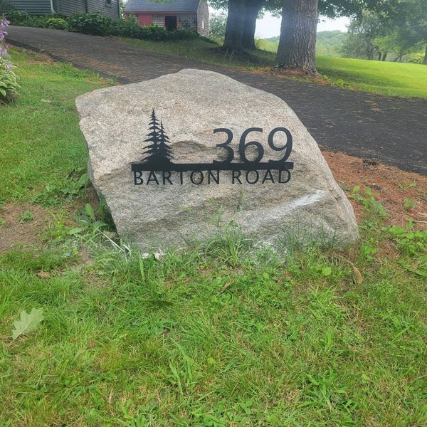 Custom Metal Home House Address Sign With Tree for Rock or Wall - Etsy