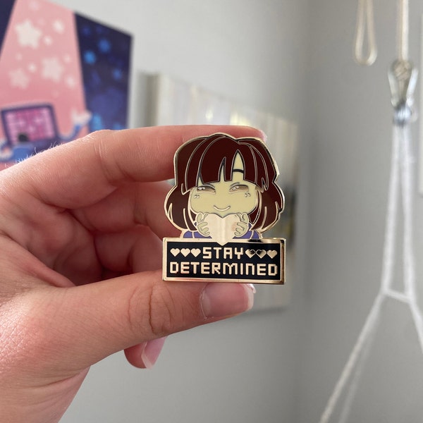 Frisk Undertale Hard Enamel Pins - Stay Determined - Etsy
