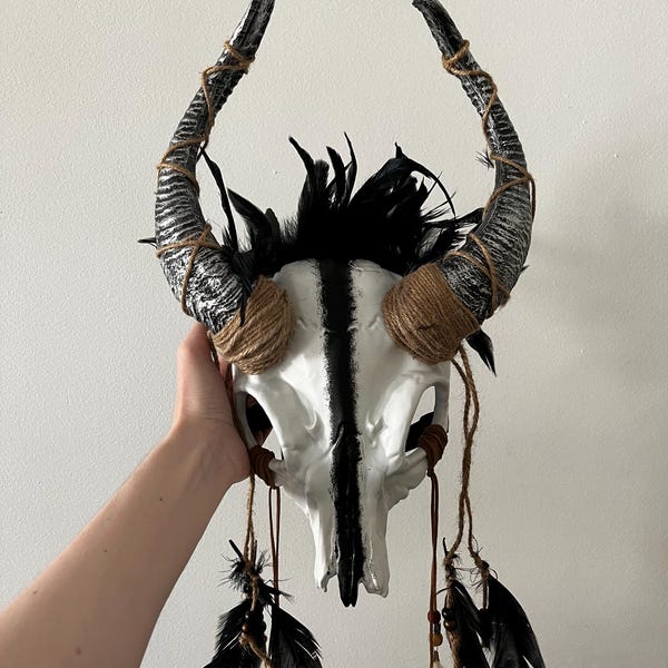 Ram Horn Skull Pagan Viking Ritual Skull Witchcraft Skull Deer Antler ...