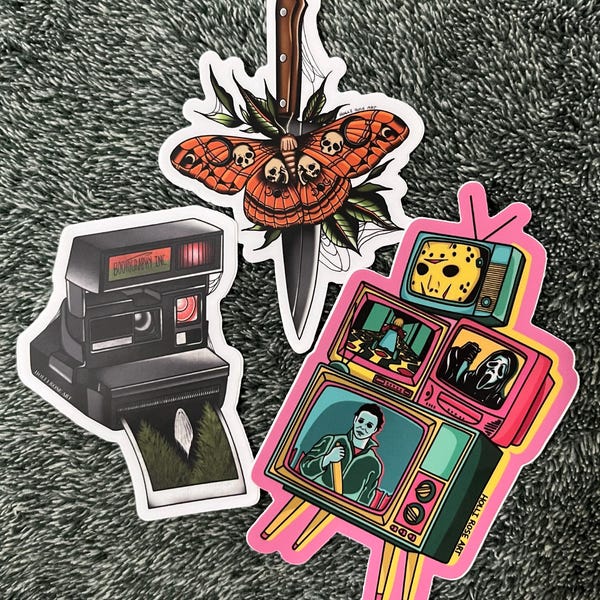 Horror Art Sticker, TV Sticker Decal, Classic Horror Stickers, Pop Art ...