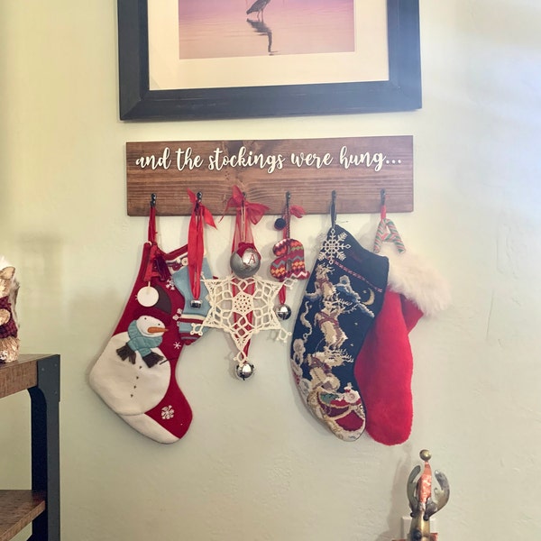 And the Stockings Were Hung, Stocking Hanger, Wooden Stocking Sign With ...