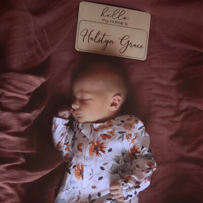 Hello My Name is Baby Name Sign Birth Announcement Sign Wood Sign Baby ...