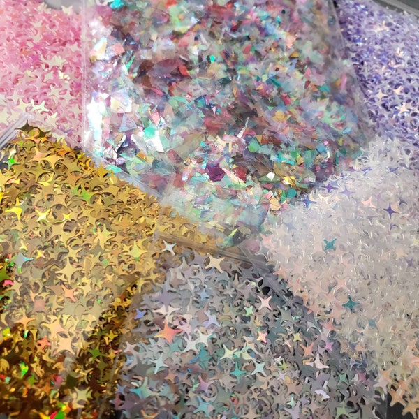 Iridescent Purple Four Point Stars Shape Glitter 4mm Star - Etsy
