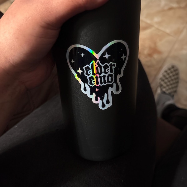 Elder Emo Melting Heart Sticker • Holographic Matte Scene Kid Myspace ...