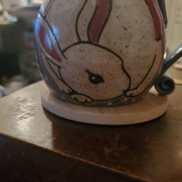 White Rabbit Mug, Gift for Her , Great Christmas Gift, Pottery Mug ...