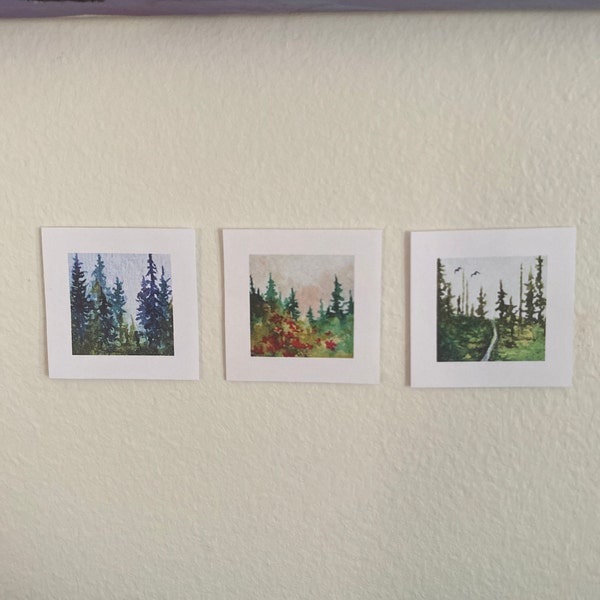 PRINTED Mini 1" Nature Landscape Watercolor PRINTS - Etsy