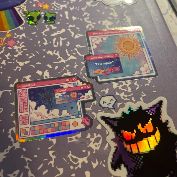 Starry Night Paint UI Holographic Vinyl Sticker - Cute Waterproof ...