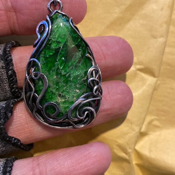 Elven Fantasy Silver Pendant With Green Blue Labradorite, Wire Wrapped ...