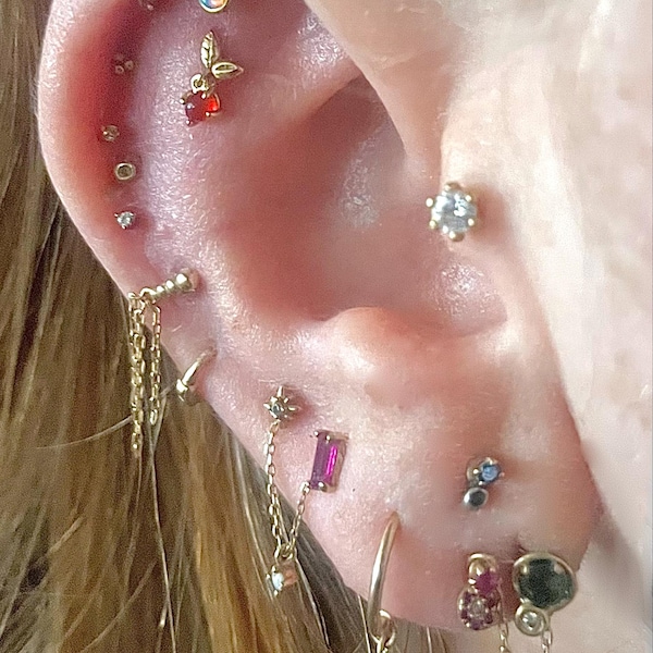 Solid 14K Gold Garnet Love Heart Dangle Charm Elegant Gemstone Clicker ...