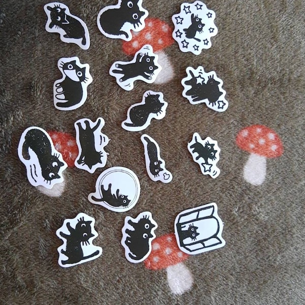 Cute Tiny Cat Sticker, Black Cat Stickers, Planner Stickers, Card ...