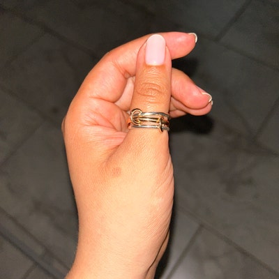 14KGF Gold Multi Link Connected Ring, Chunky Gold Ring, Gold Ring Set ...