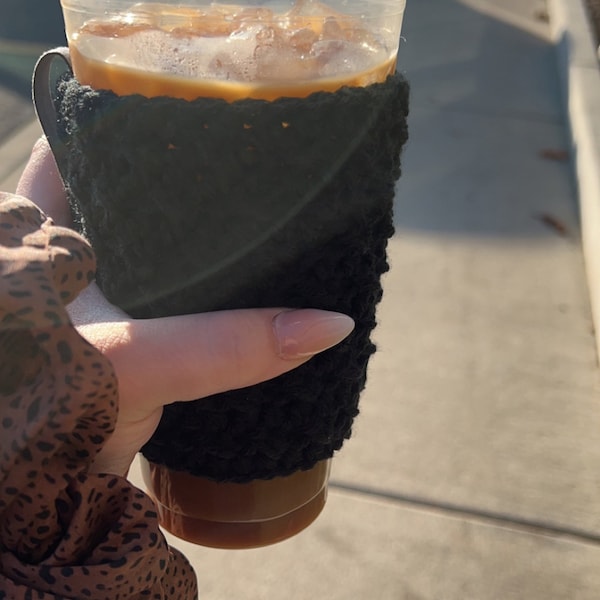 Beige Iced Coffee Cozy for Coffee Lover, Crochet Reusable Cold Coffee ...