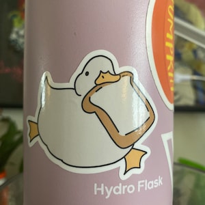 Duck Running Away With Bread Sticker Laptop Sticker Water Bottle ...