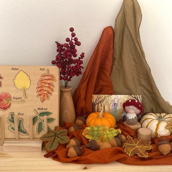 4 Felt Autumn Fall Leaves | Set of 4 Felt Leaves| Felt Birch, Oak ...