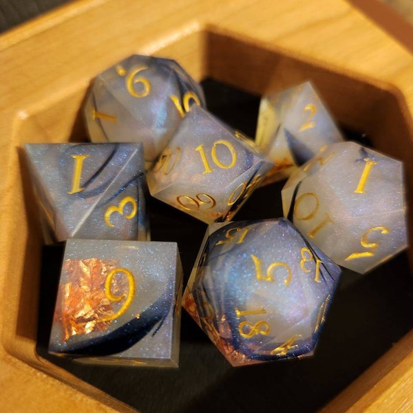 Feather Fall - 7 Piece Sharp Edge Dnd Dice Set. Dungeons and Dragons, D ...