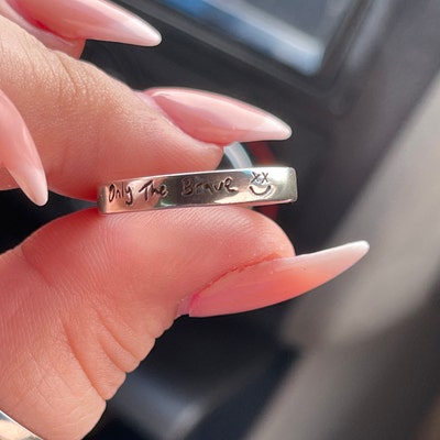 Actual Handwriting Band Ring, Eternity Ring, Memorial Handwriting Ring ...