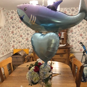 SHARK Balloon Shark Mylar Balloon Under the Sea Party Beach Birthday ...