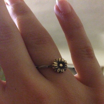 Sunflower Ring, Flower Stack Ring, Flower Ring, Silver Stack Ring, Sunflower Stack Ring - Etsy